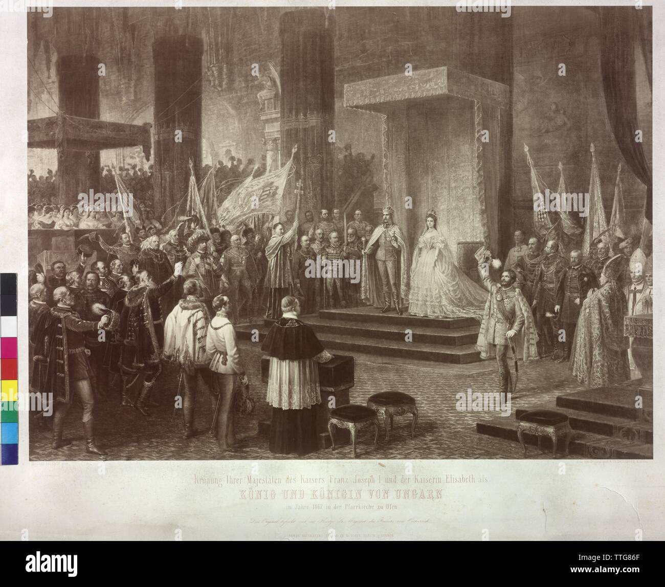 Emperor Franz Joseph and empress Elisabeth to the coronation to the ...