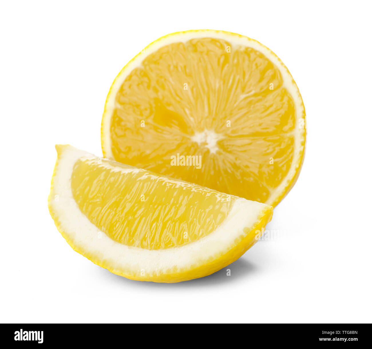 Pieces of fresh lemon isolated on white Stock Photo - Alamy