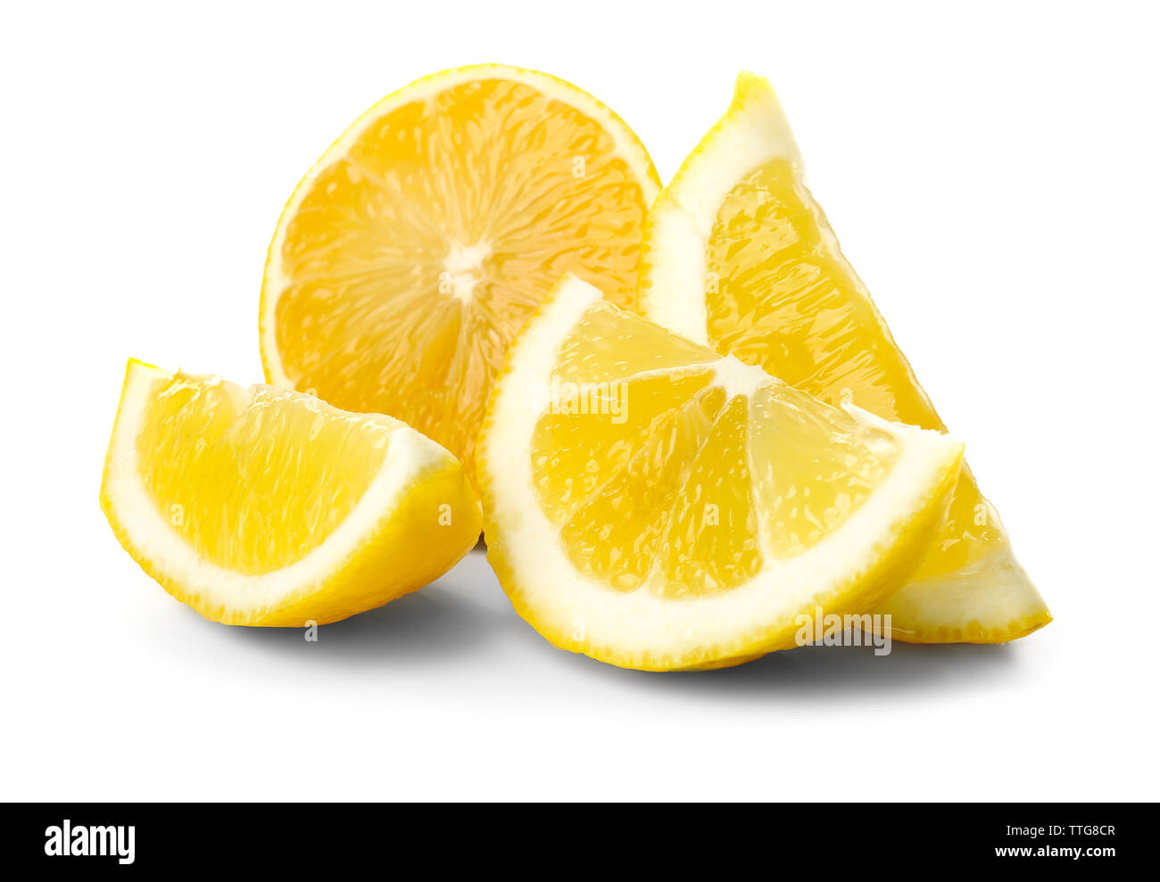 Slices of fresh lemon isolated on white Stock Photo - Alamy