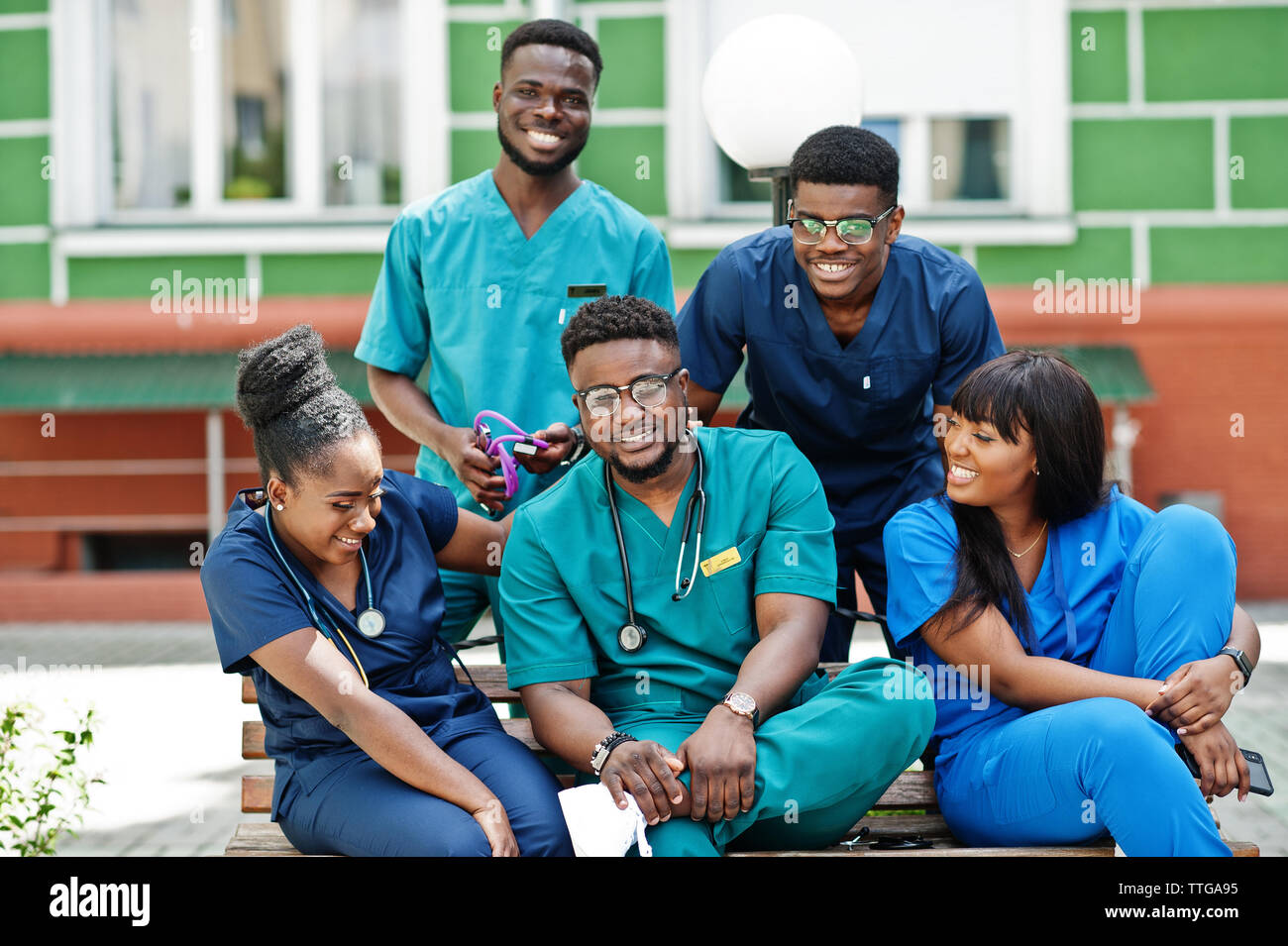 Group of african medical students posed outdoor Stock Photo - Alamy