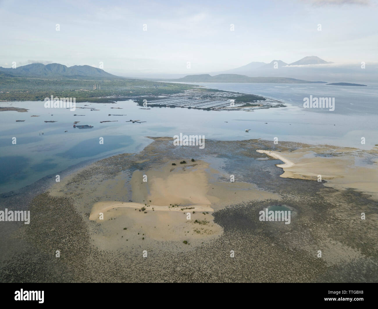 Aerial view of fish farm Stock Photo - Alamy