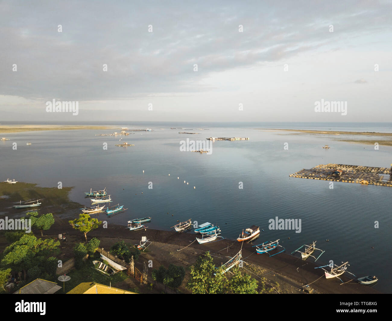 Aerial view of fish farm Stock Photo - Alamy