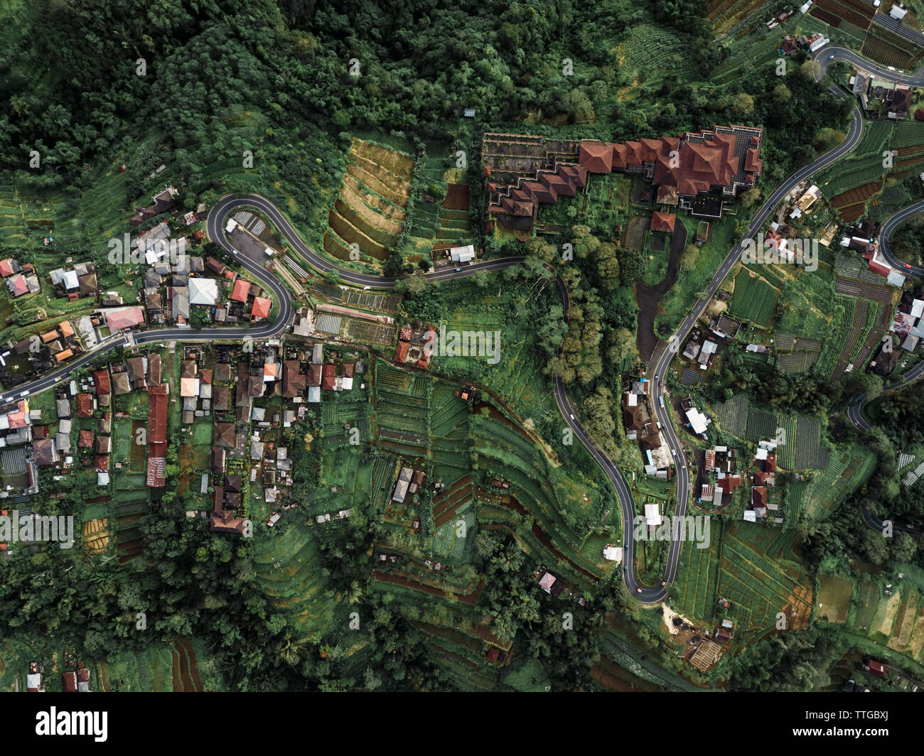 Aerial view of the hotel near the road Stock Photo - Alamy