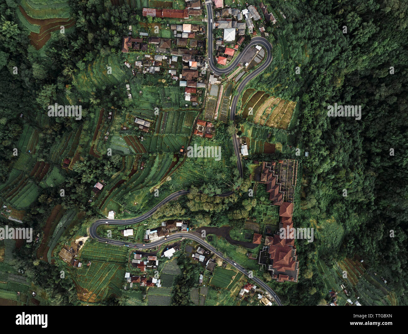 Aerial view of the hotel near the road Stock Photo - Alamy