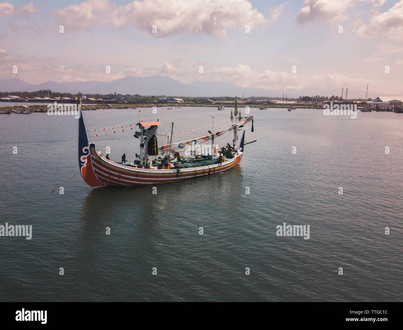 Aerial view of fish boat Stock Photo - Alamy
