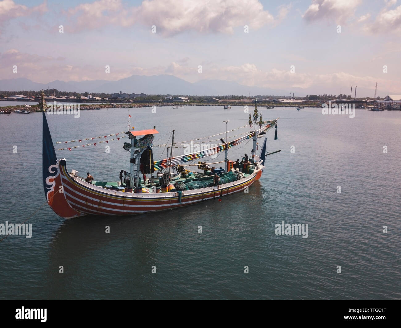 Aerial view of fish boat Stock Photo - Alamy