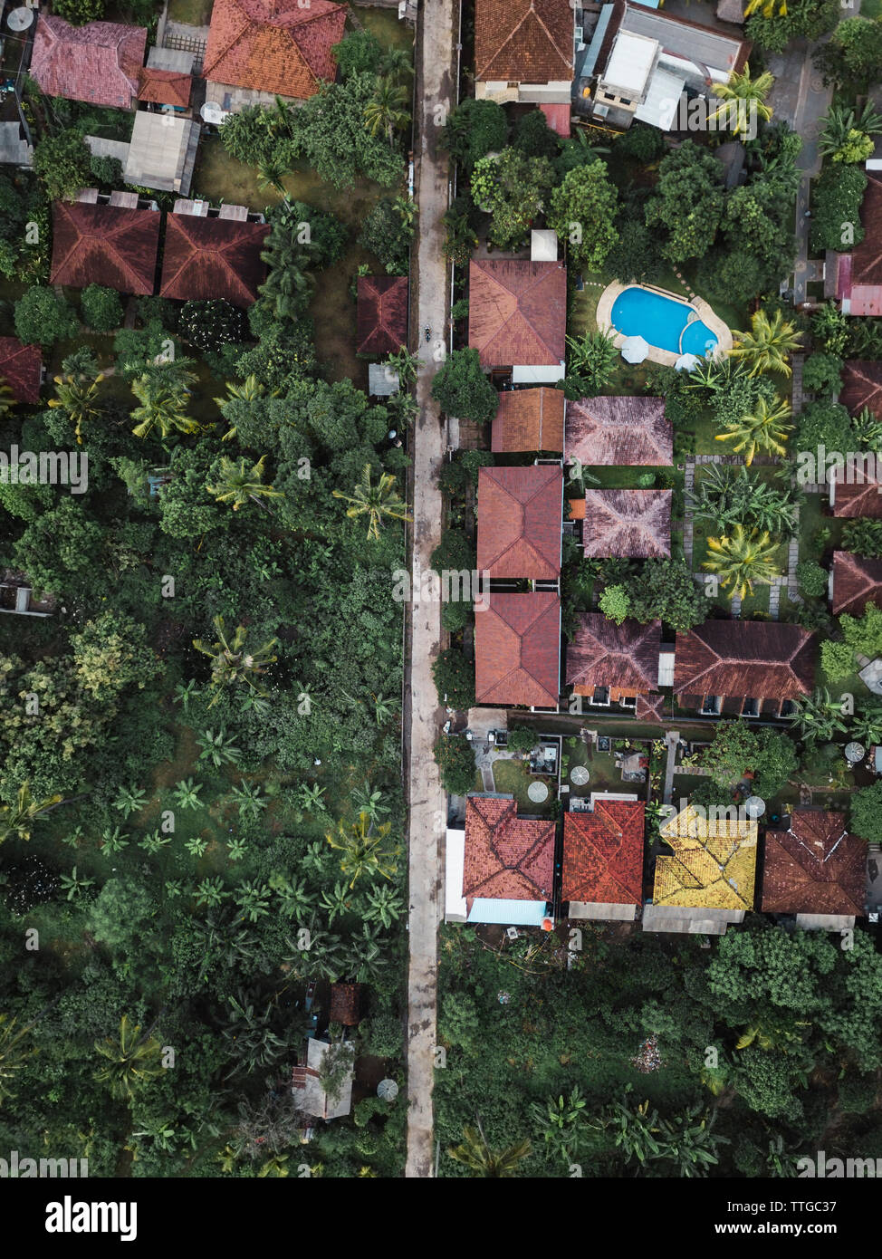 Aerial view of resort and pool Stock Photo - Alamy