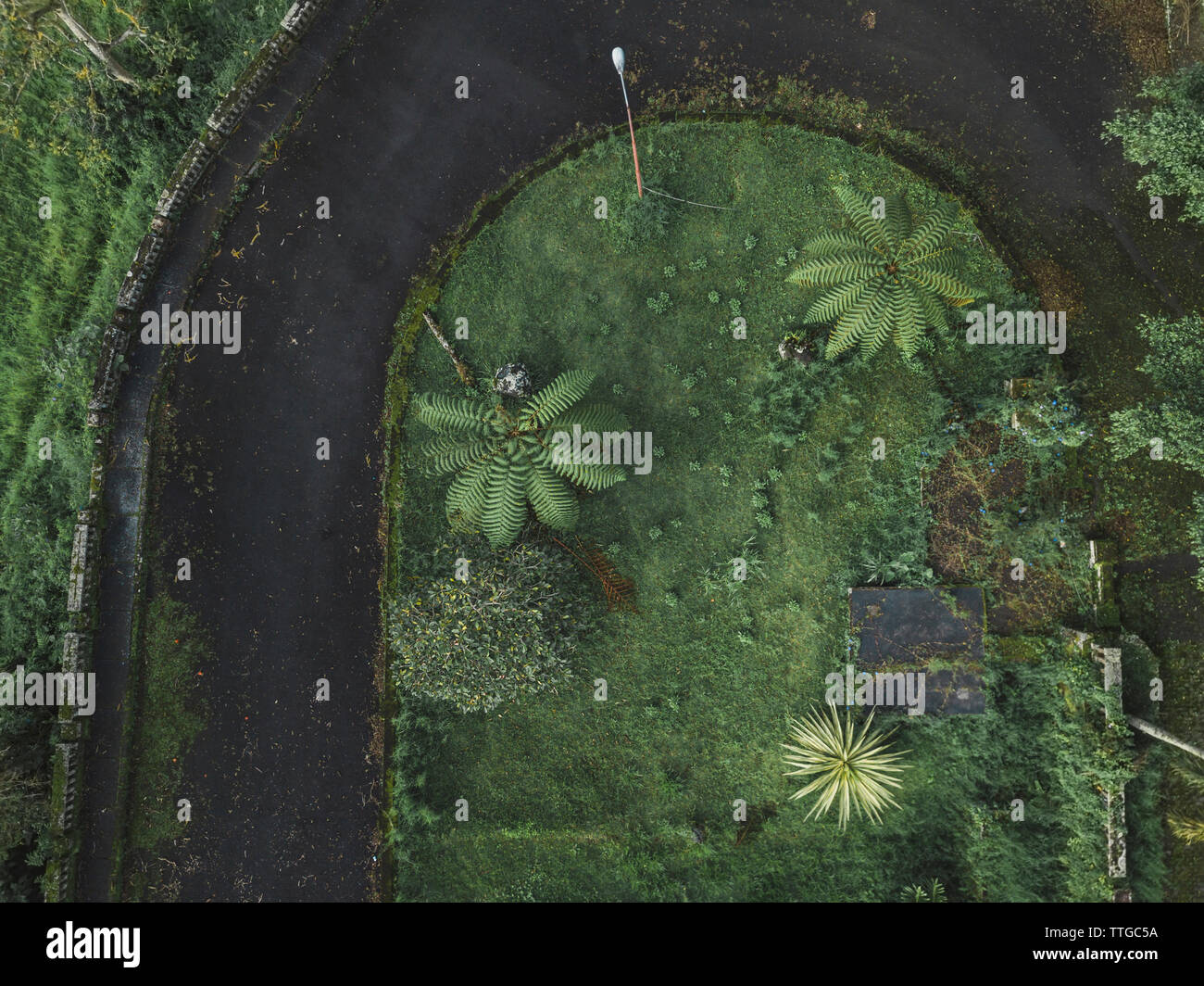 Aerial view of the curved path Stock Photo - Alamy
