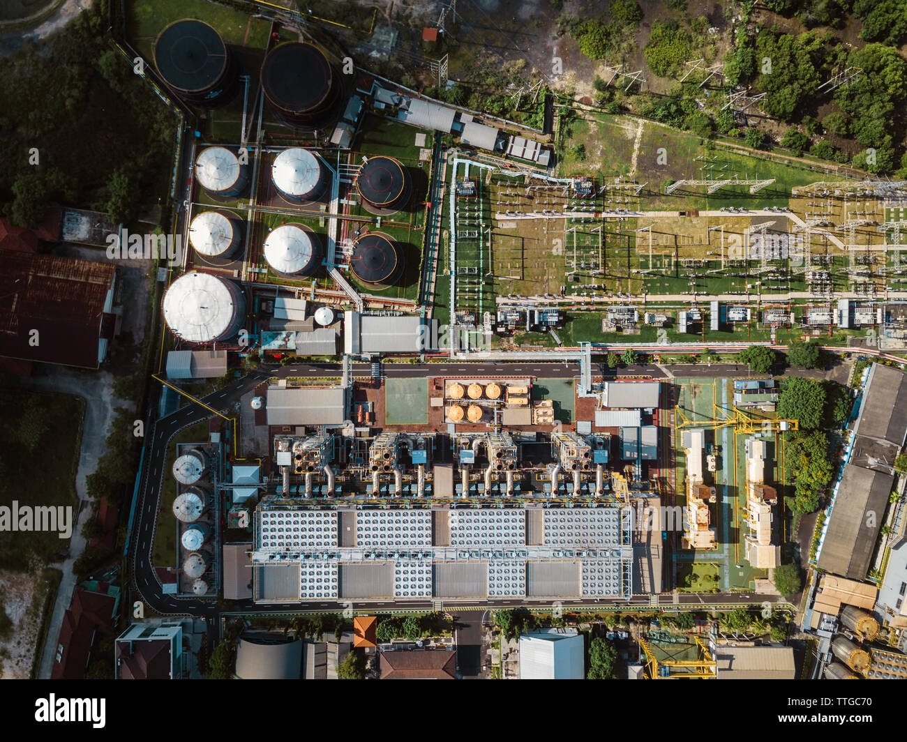 Aerial view of power station Stock Photo - Alamy