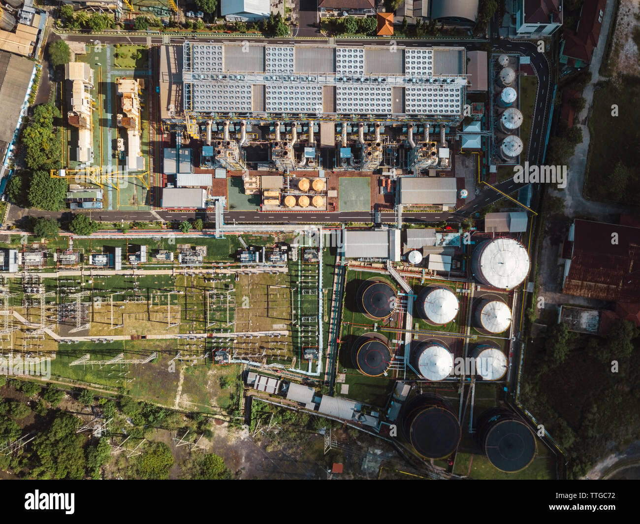 Aerial view of power station Stock Photo - Alamy
