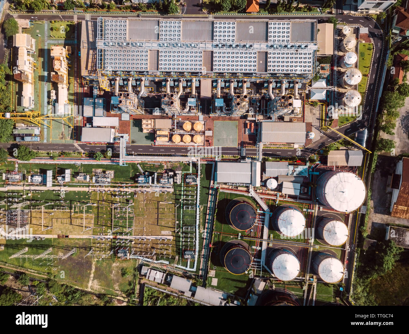 Aerial view of power station Stock Photo - Alamy