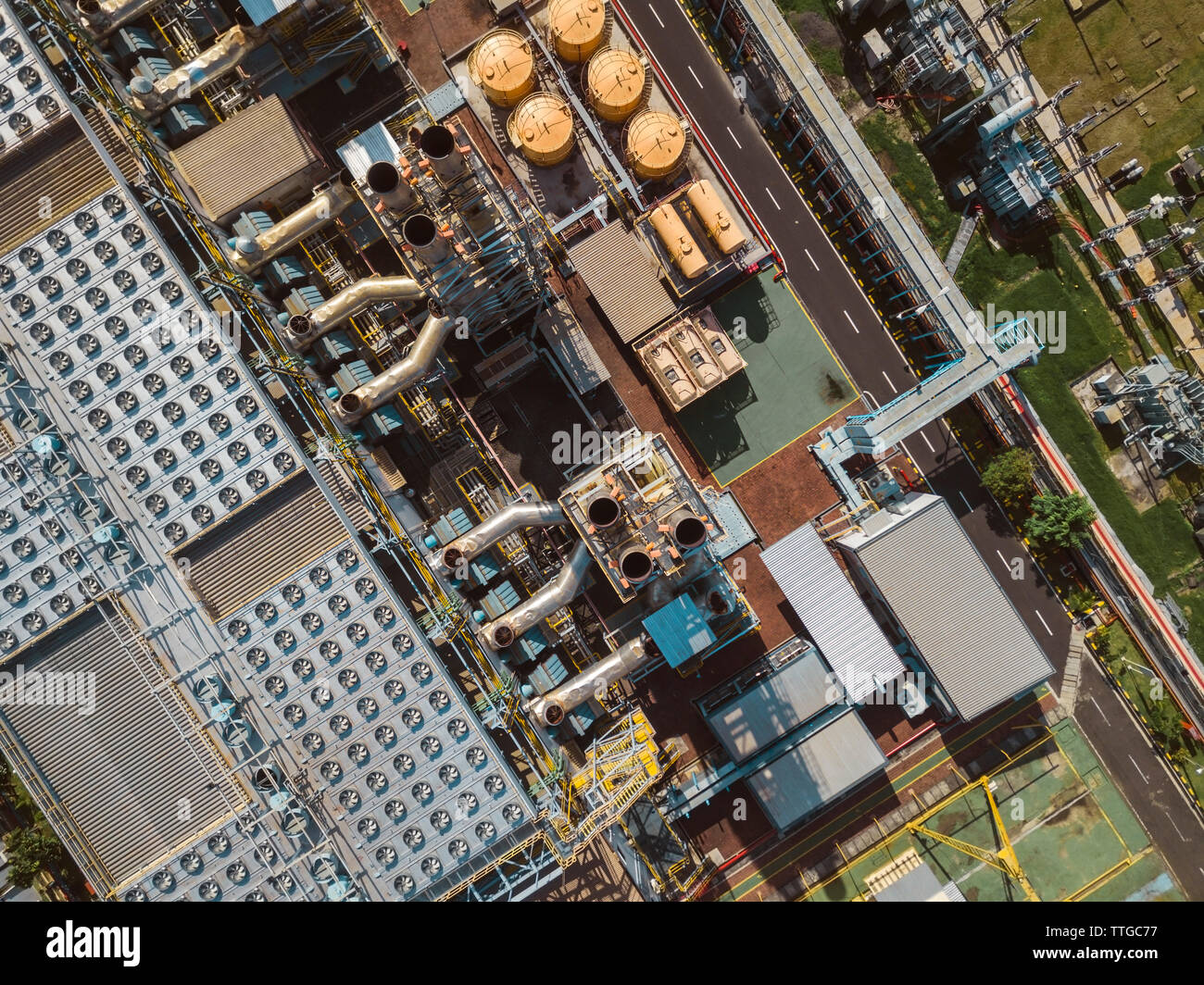 Aerial view of power station Stock Photo - Alamy