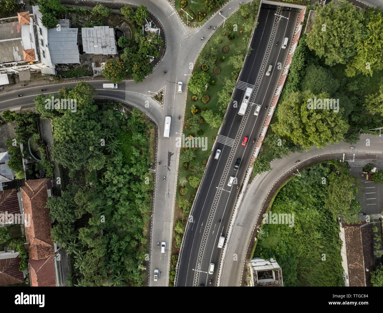Aerial view of cross roads Stock Photo - Alamy