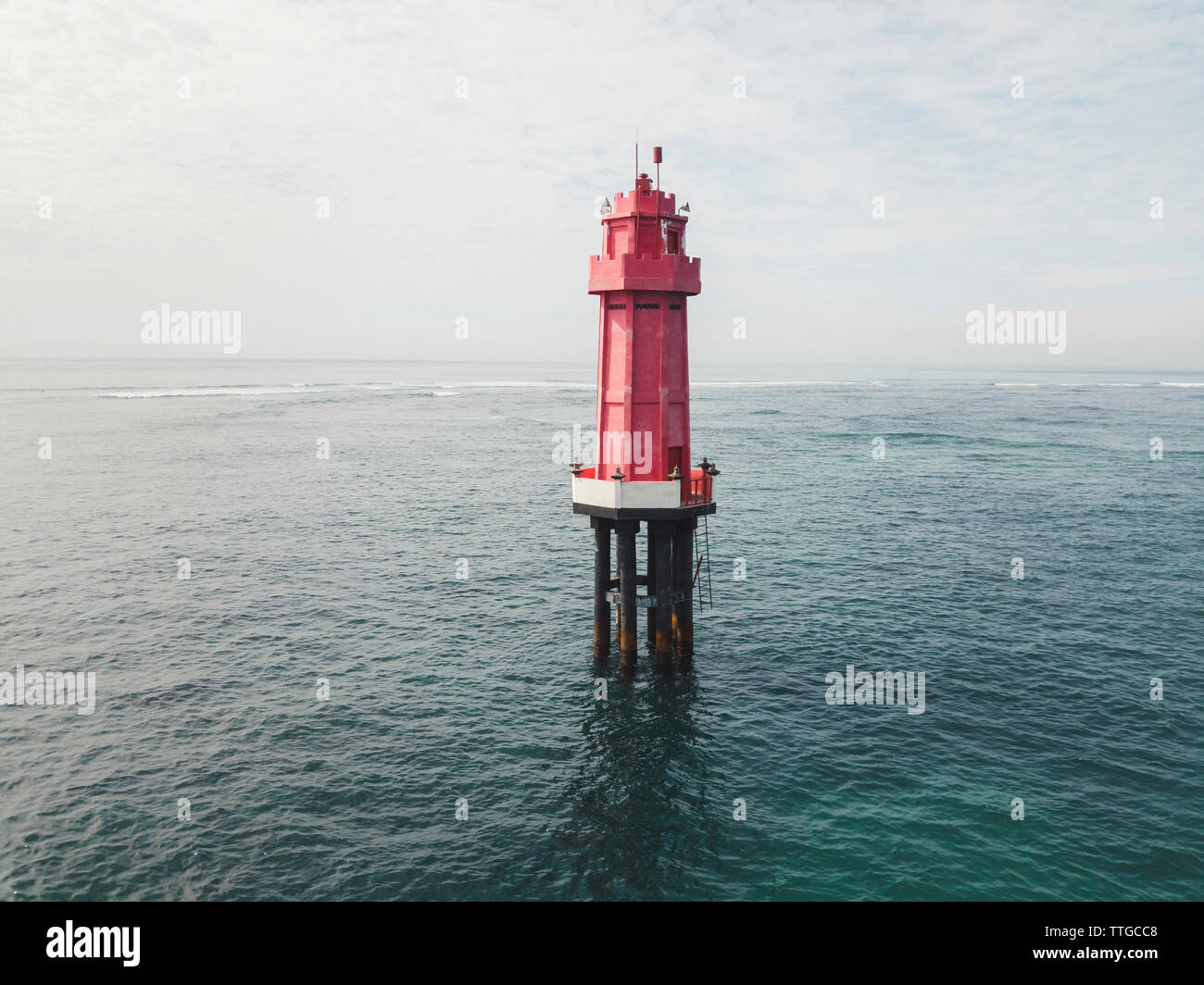 Aerial view of lighthouse on sea Stock Photo - Alamy