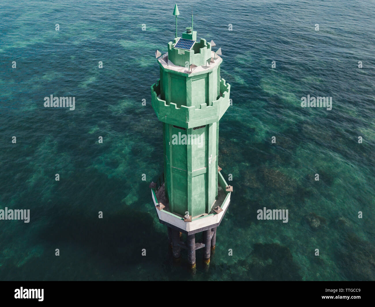 Aerial view of lighthouse on sea Stock Photo - Alamy