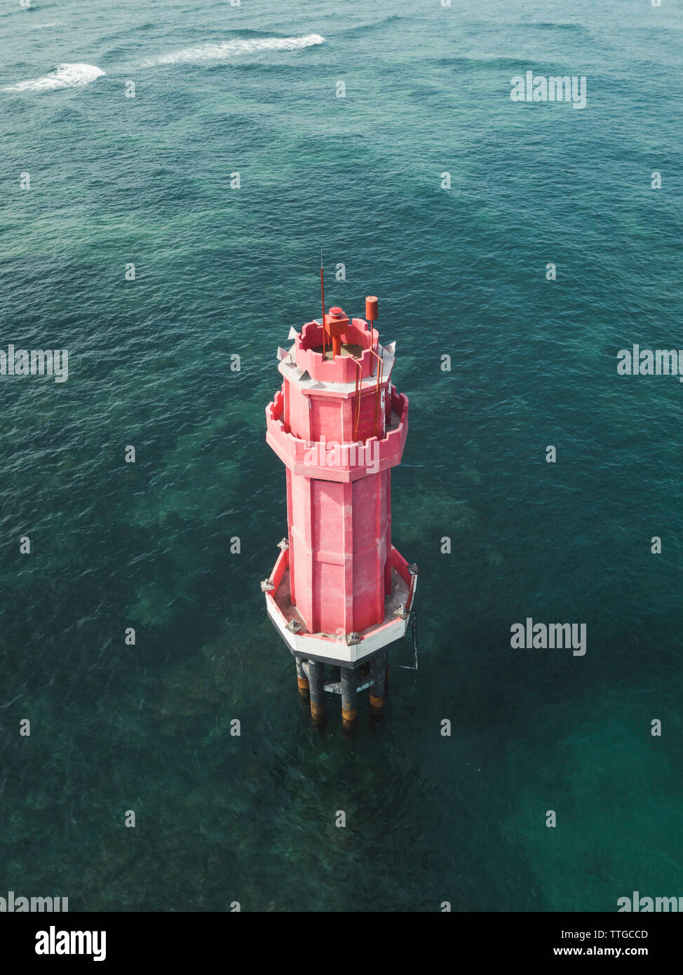 Aerial view of lighthouse on sea Stock Photo - Alamy