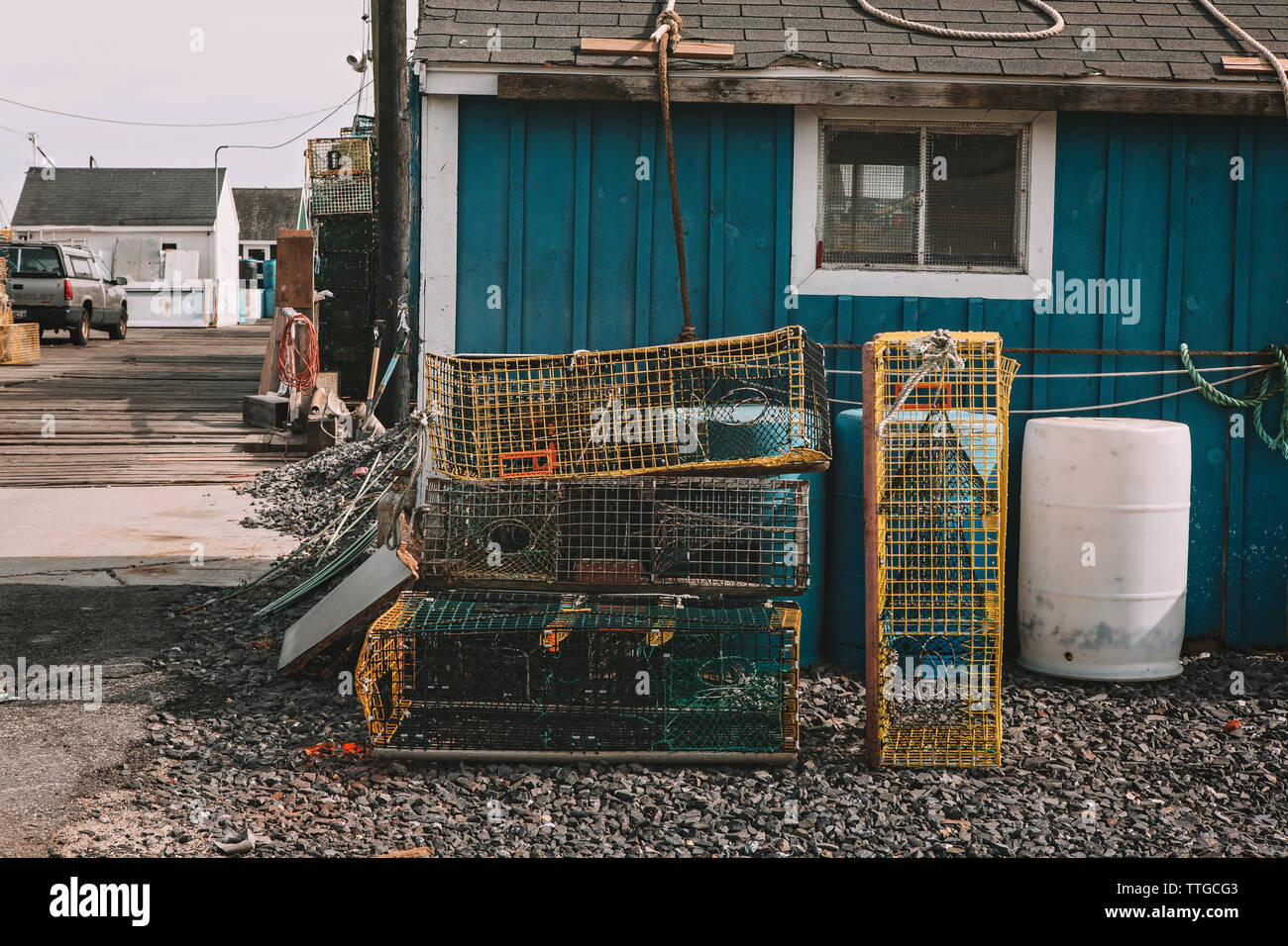 East Coast Docks Crab traps Stock Photo - Alamy