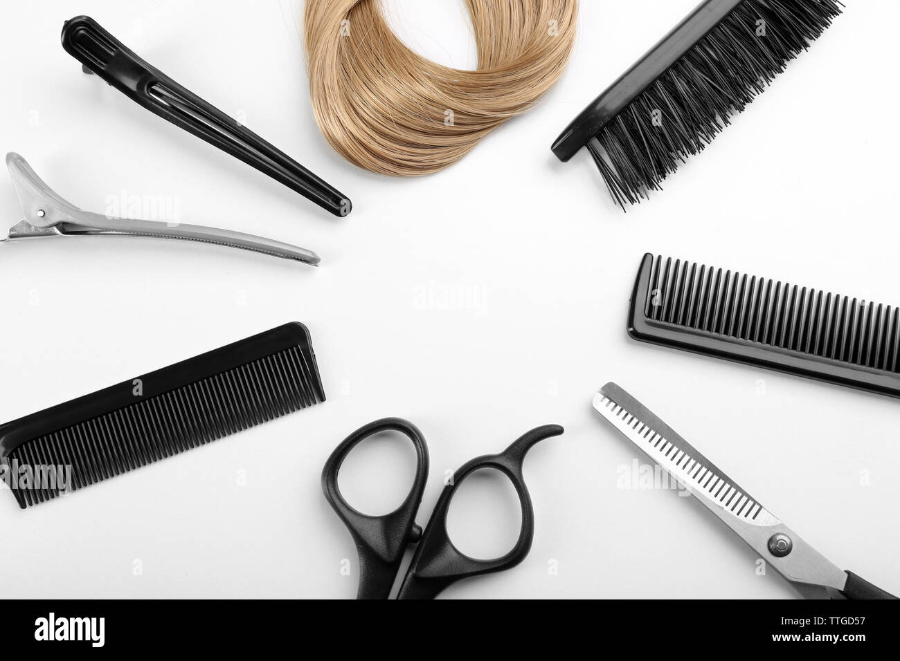 Professional hairdresser equipment isolated on white Stock Photo - Alamy