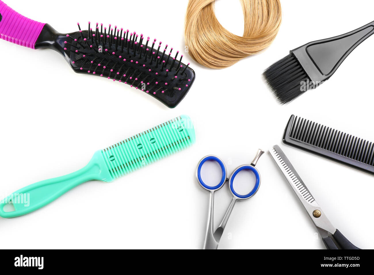 Professional hairdressing equipment isolated on white Stock Photo - Alamy