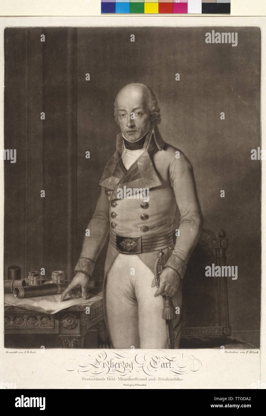 Archduke Carl. Germany hero - philanthropist and - pacifier, mezzotint ...
