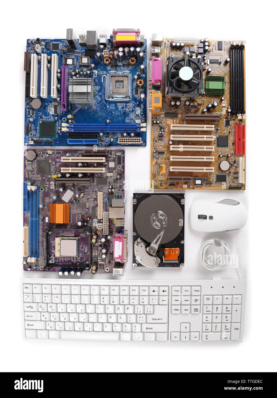 Set of computer parts isolated on white Stock Photo - Alamy