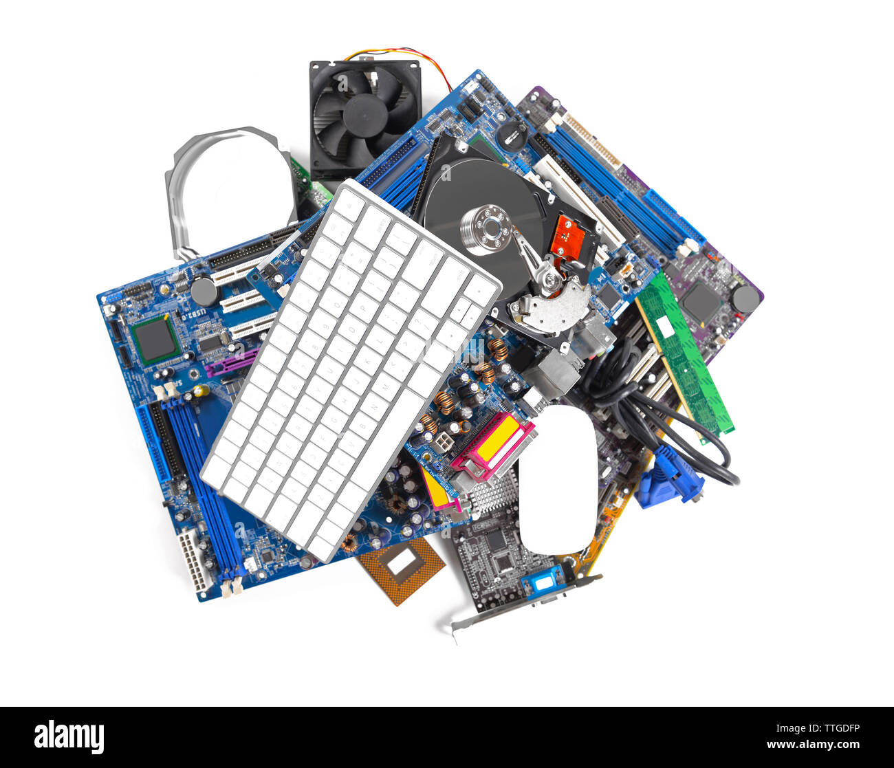 Set of computer parts isolated on white Stock Photo - Alamy
