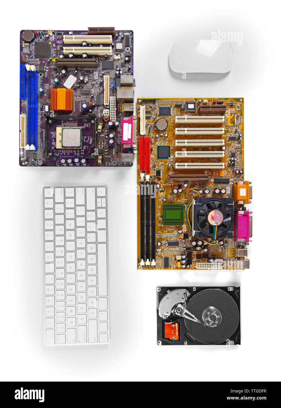 Set of computer parts isolated on white Stock Photo - Alamy