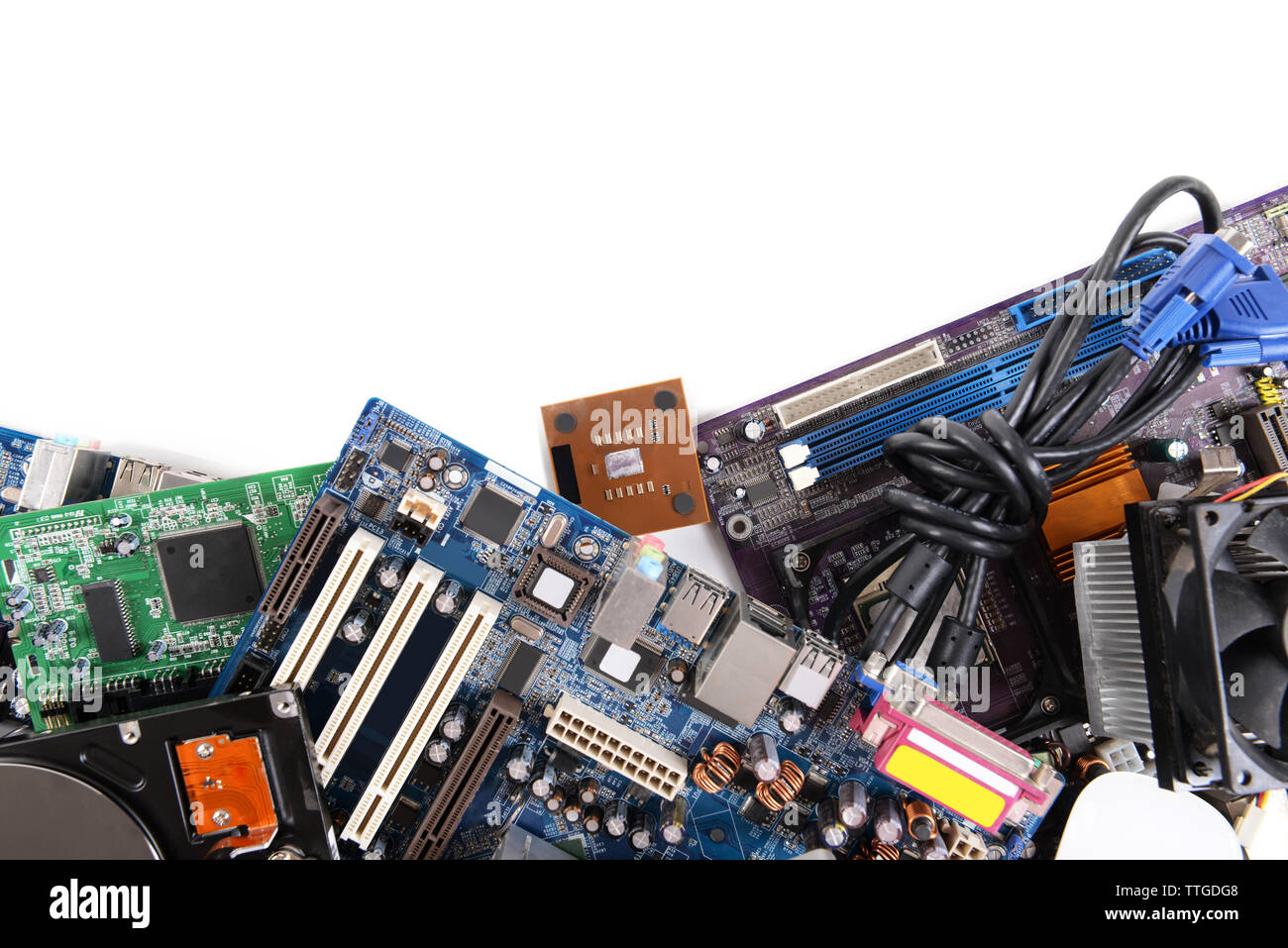 Set of computer parts isolated on white Stock Photo - Alamy