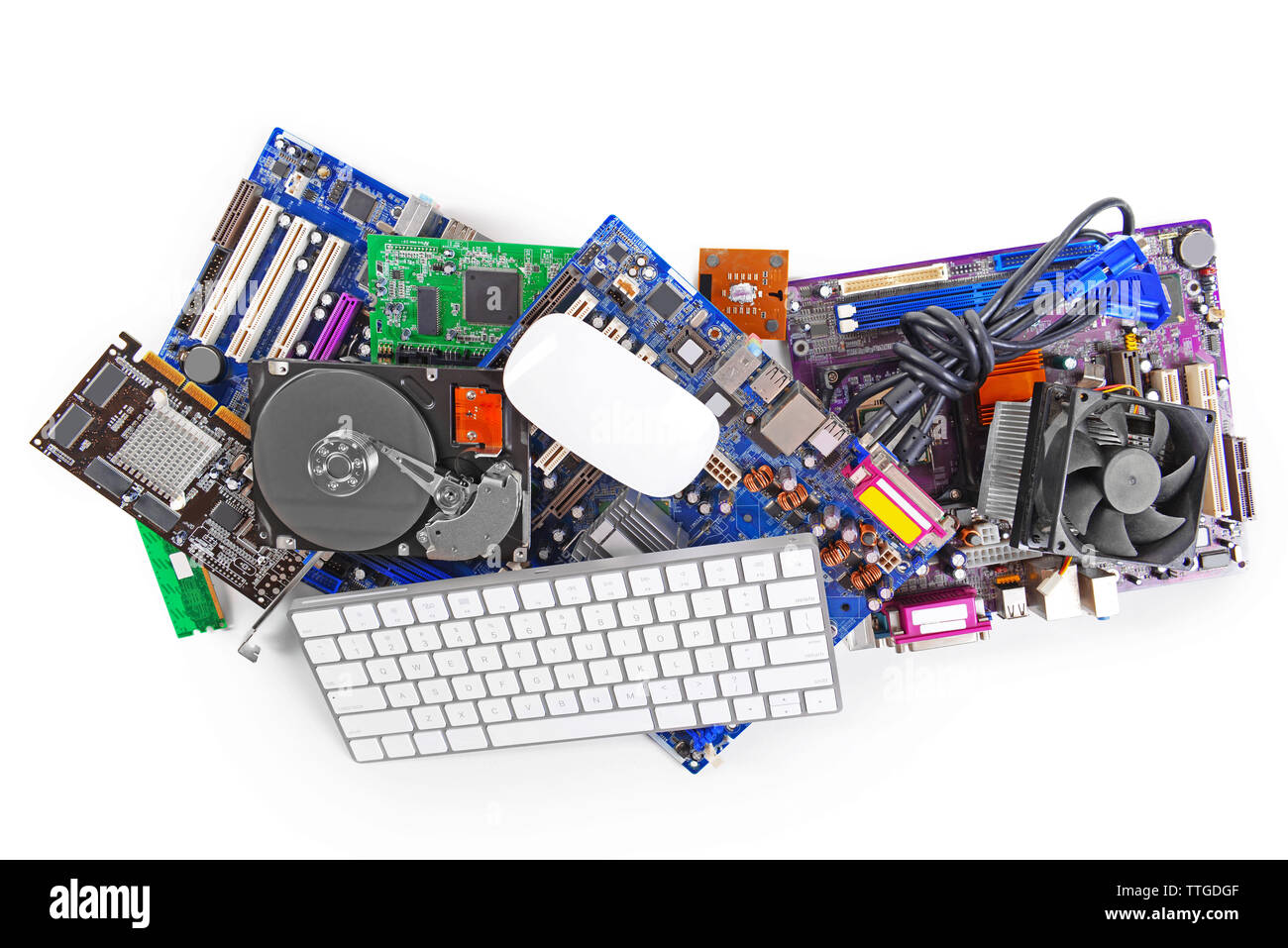 Set of computer parts isolated on white Stock Photo - Alamy