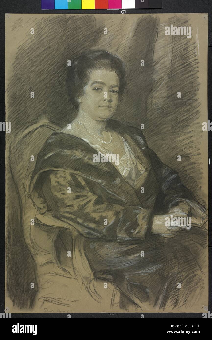 Bosel, Trude, charcoal drawing with white heightenings by Julius Schmid ...