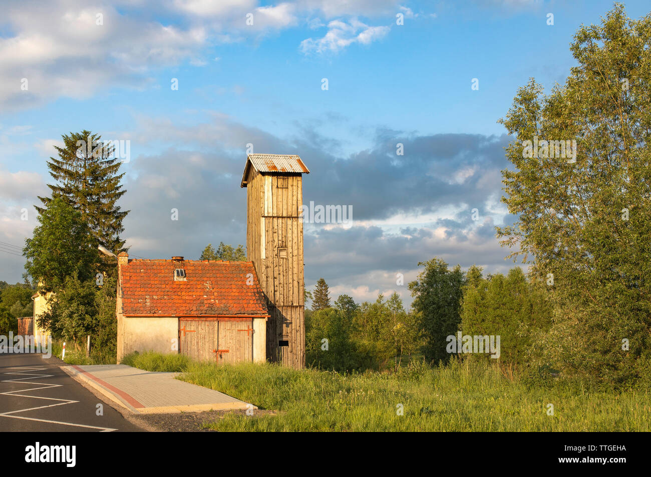 Old, tiny fire station - little fire house, vintage (former german ...