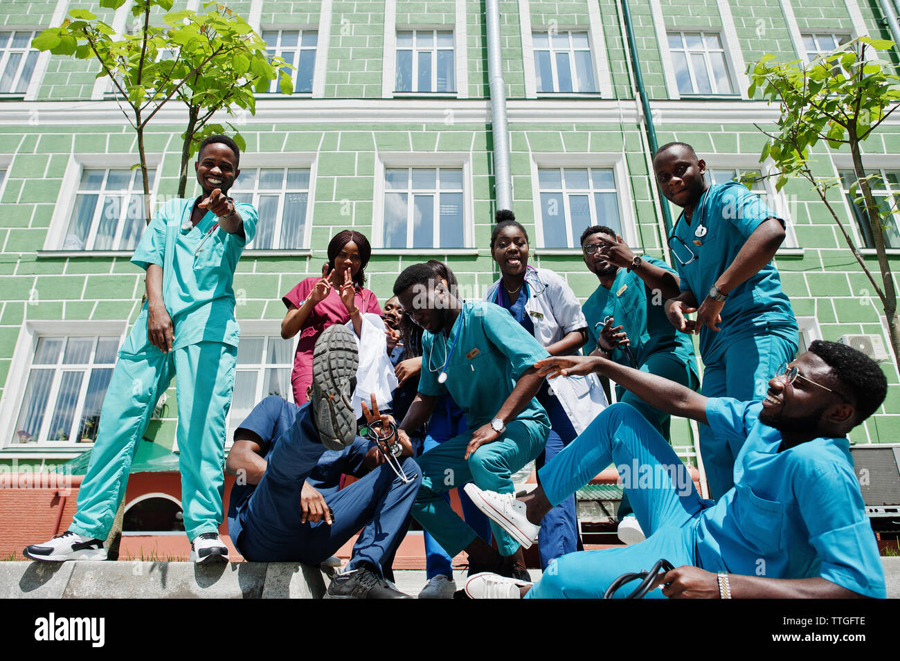 Group of african medical students posed outdoor Stock Photo - Alamy