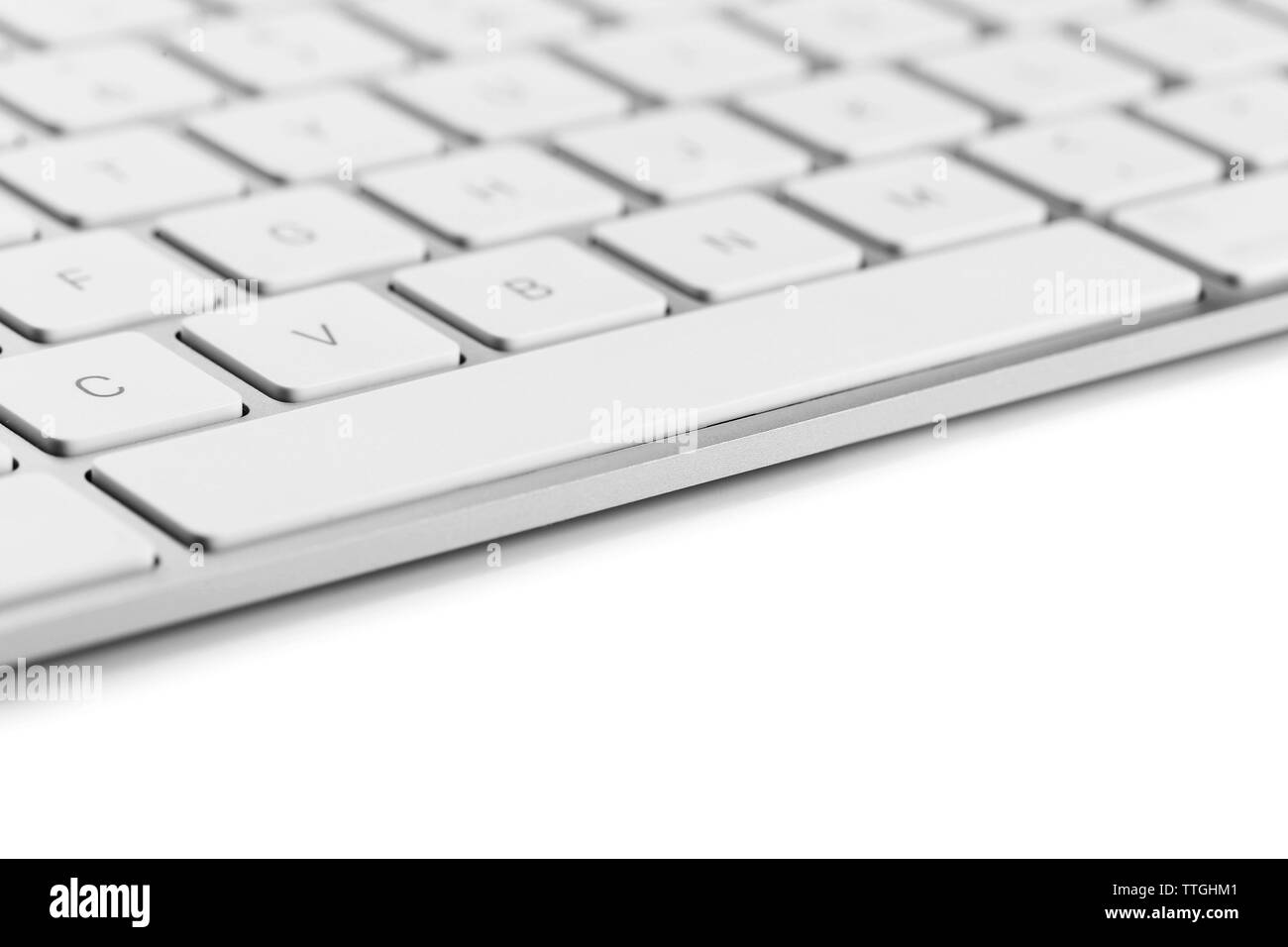 White keys of computer keyboard on white background Stock Photo - Alamy