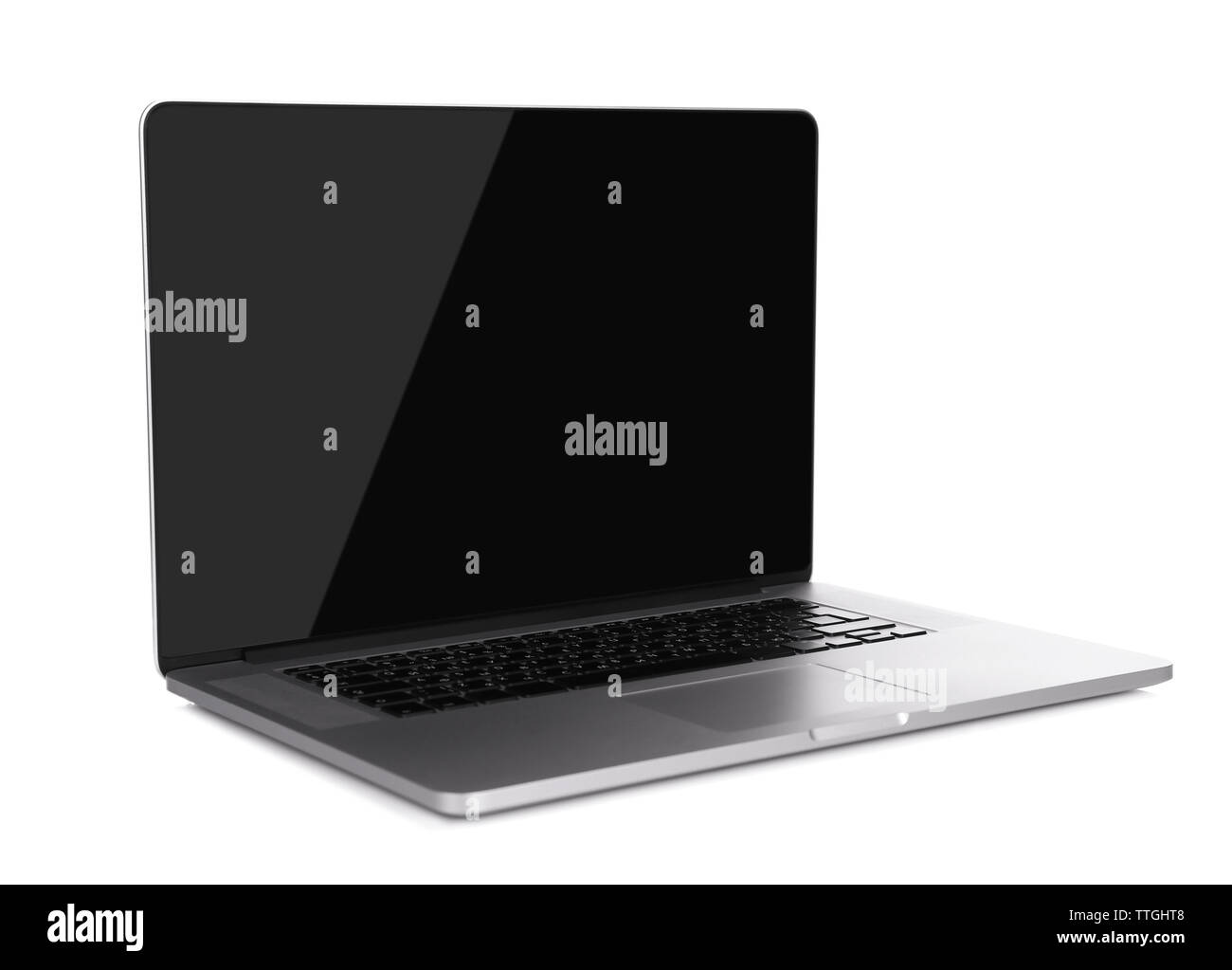Laptop with black screen isolated on white Stock Photo - Alamy