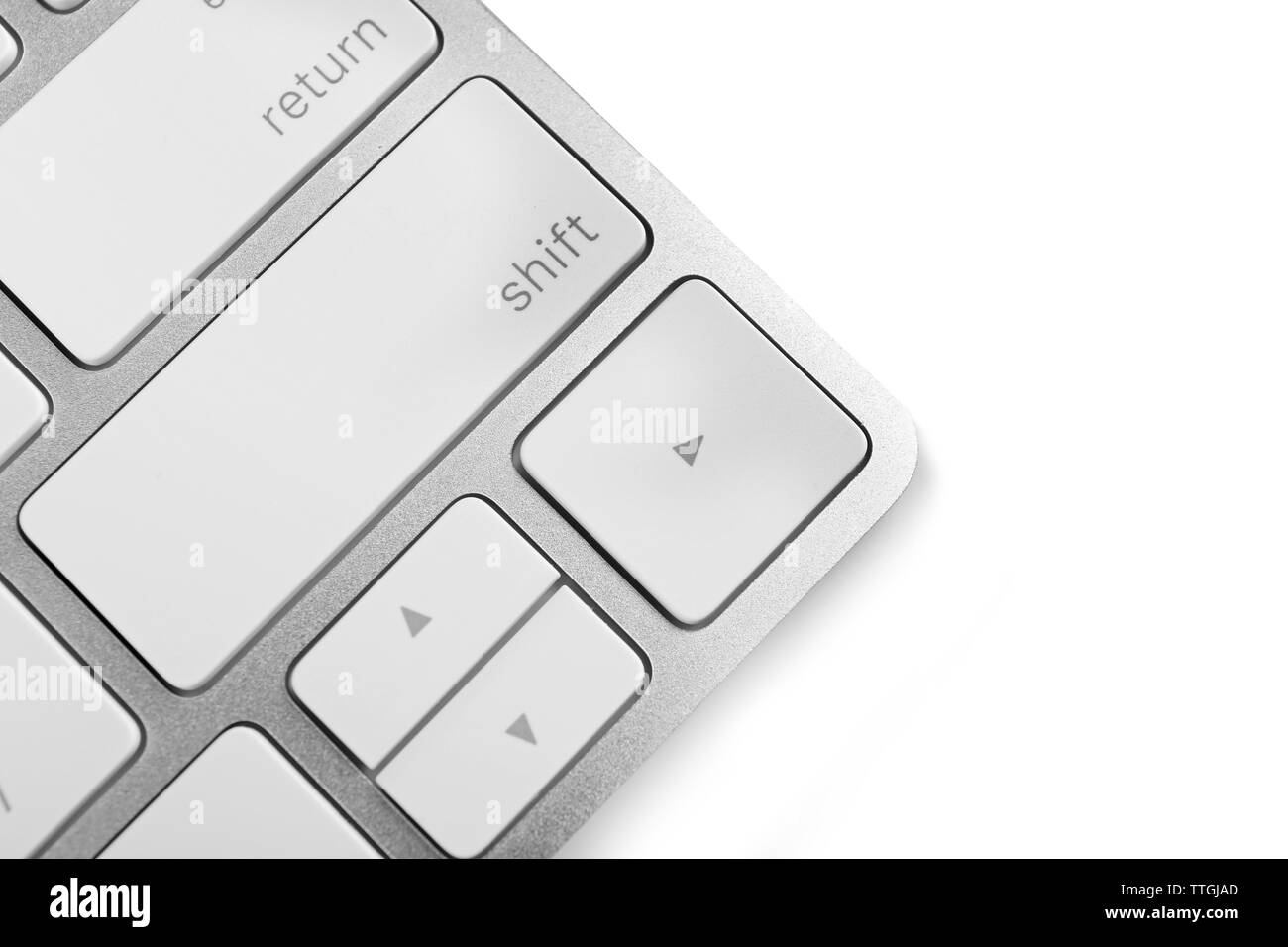 White keys of computer keyboard on white background, closeup Stock ...