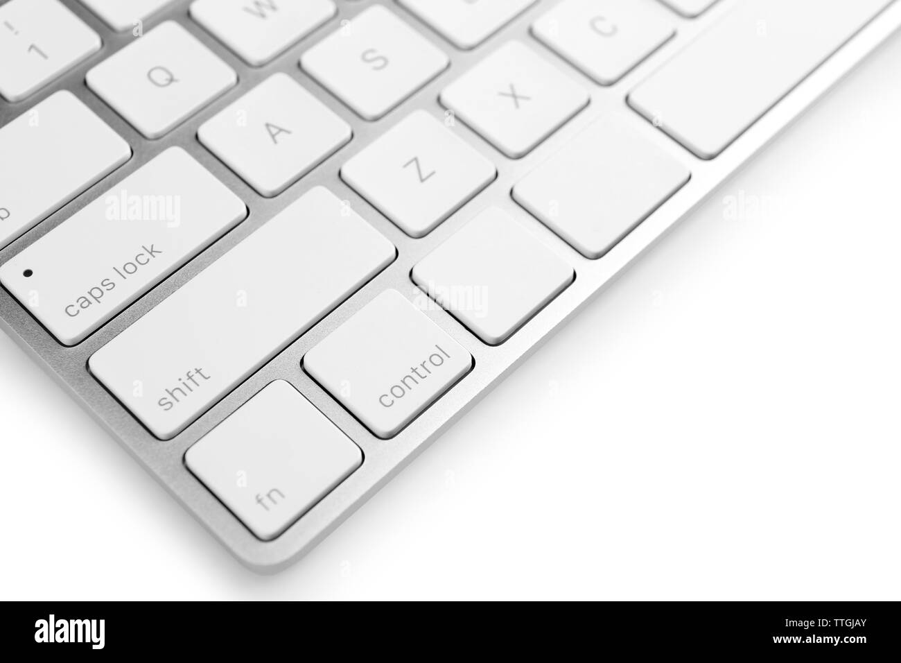 White keys of computer keyboard on white background, closeup Stock ...