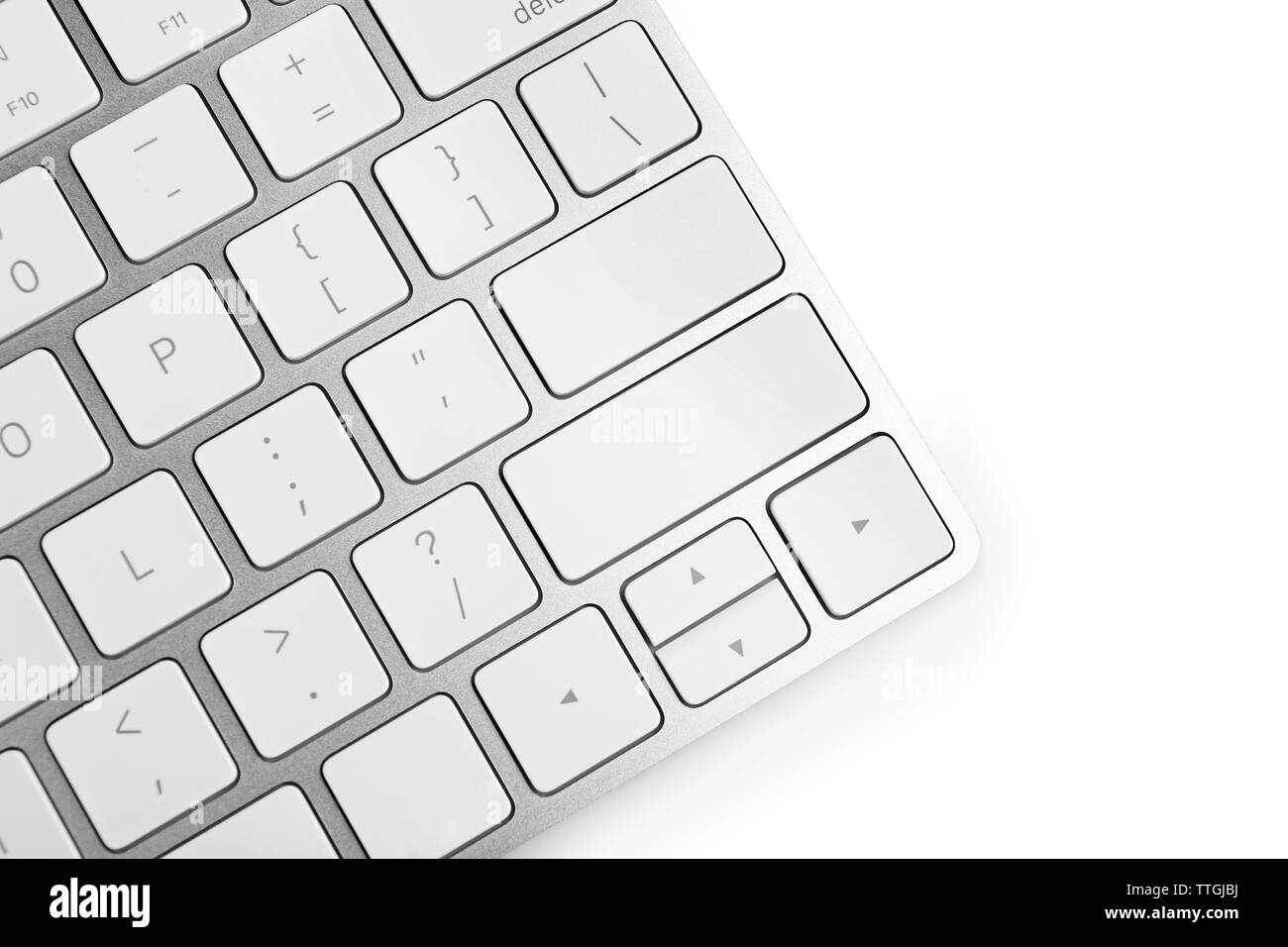 White keys of computer keyboard on white background, closeup Stock ...