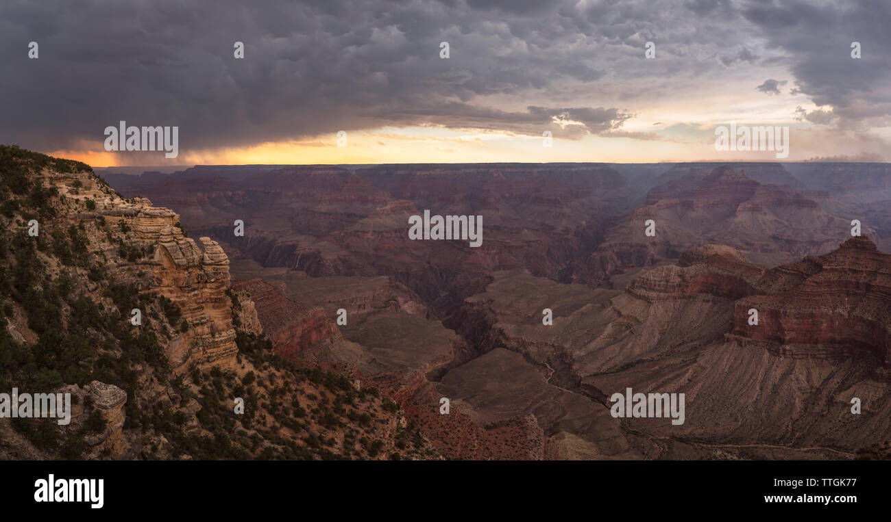 Panoramic View Of Storm over Grand Canyon Stock Photo - Alamy