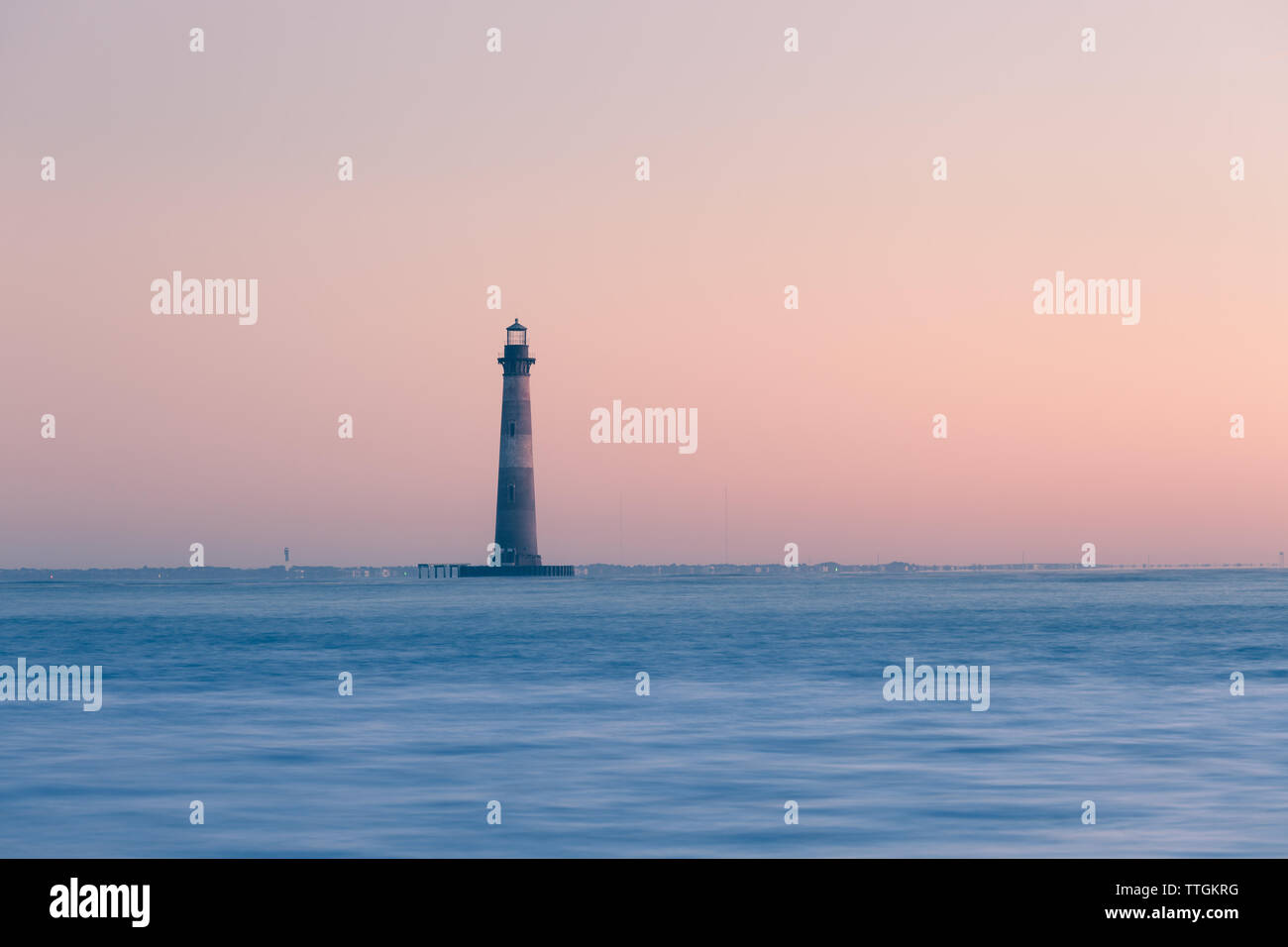 Morris Island Lighthouse at sunrise, South Carolina, USA Stock Photo ...