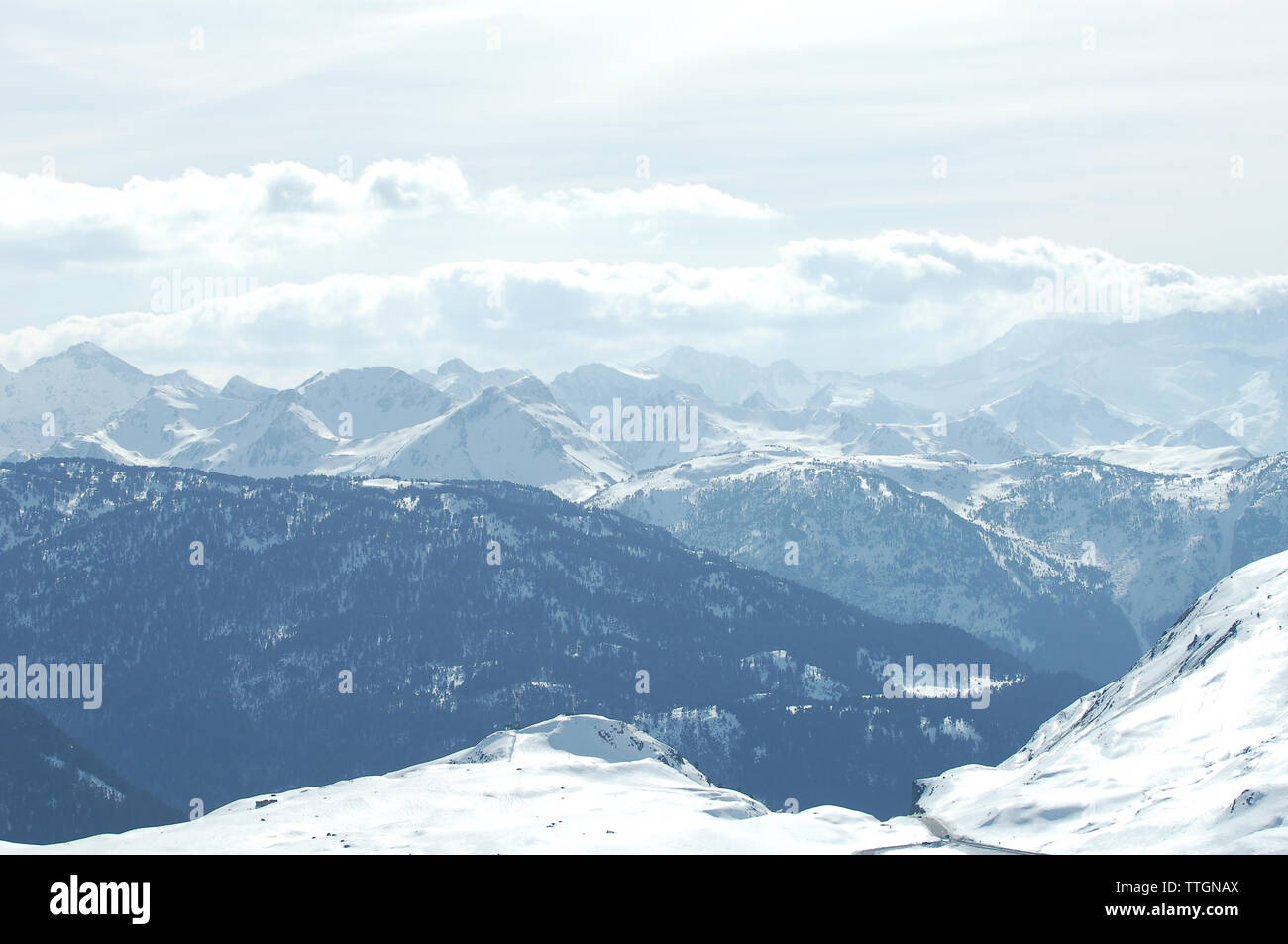 High snowy mountain landscape in Baqueira Spain Stock Photo - Alamy