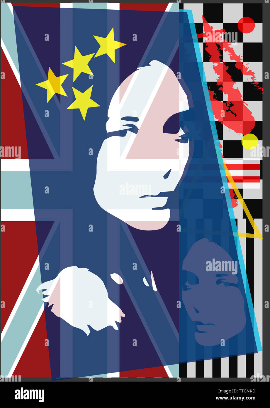 European Union poster with a girl and british flag Stock Photo - Alamy