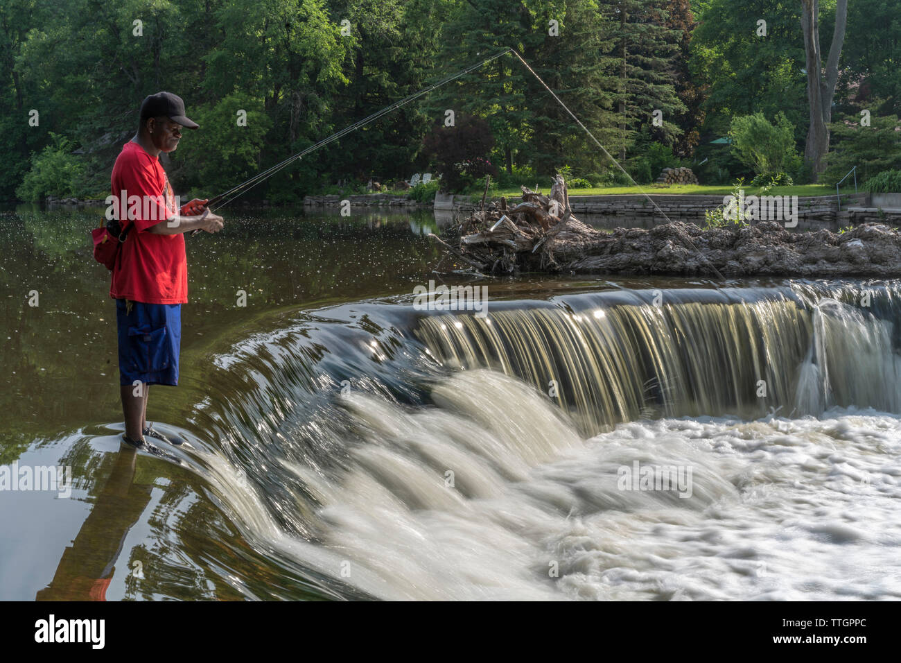 Fishing on the Milwaukee River in Kletzsch Park, Milwaukee, Wisconsin ...