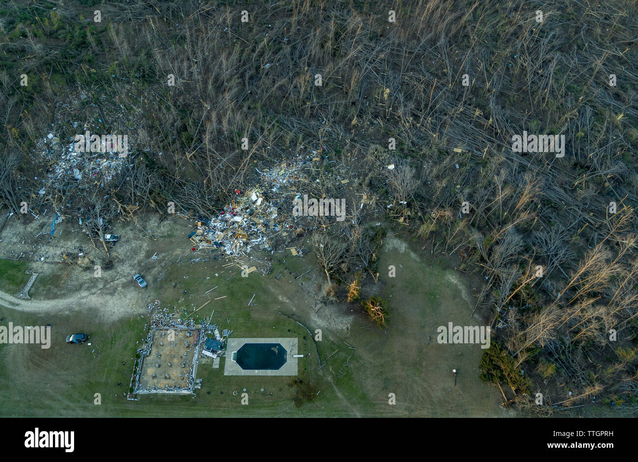 Damage from EF4 Tornado on March 3, 2019 in Beauregard, Alabama Stock ...