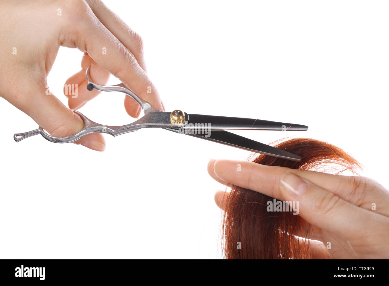 Hairdresser's hands with scissors hi-res stock photography and images ...