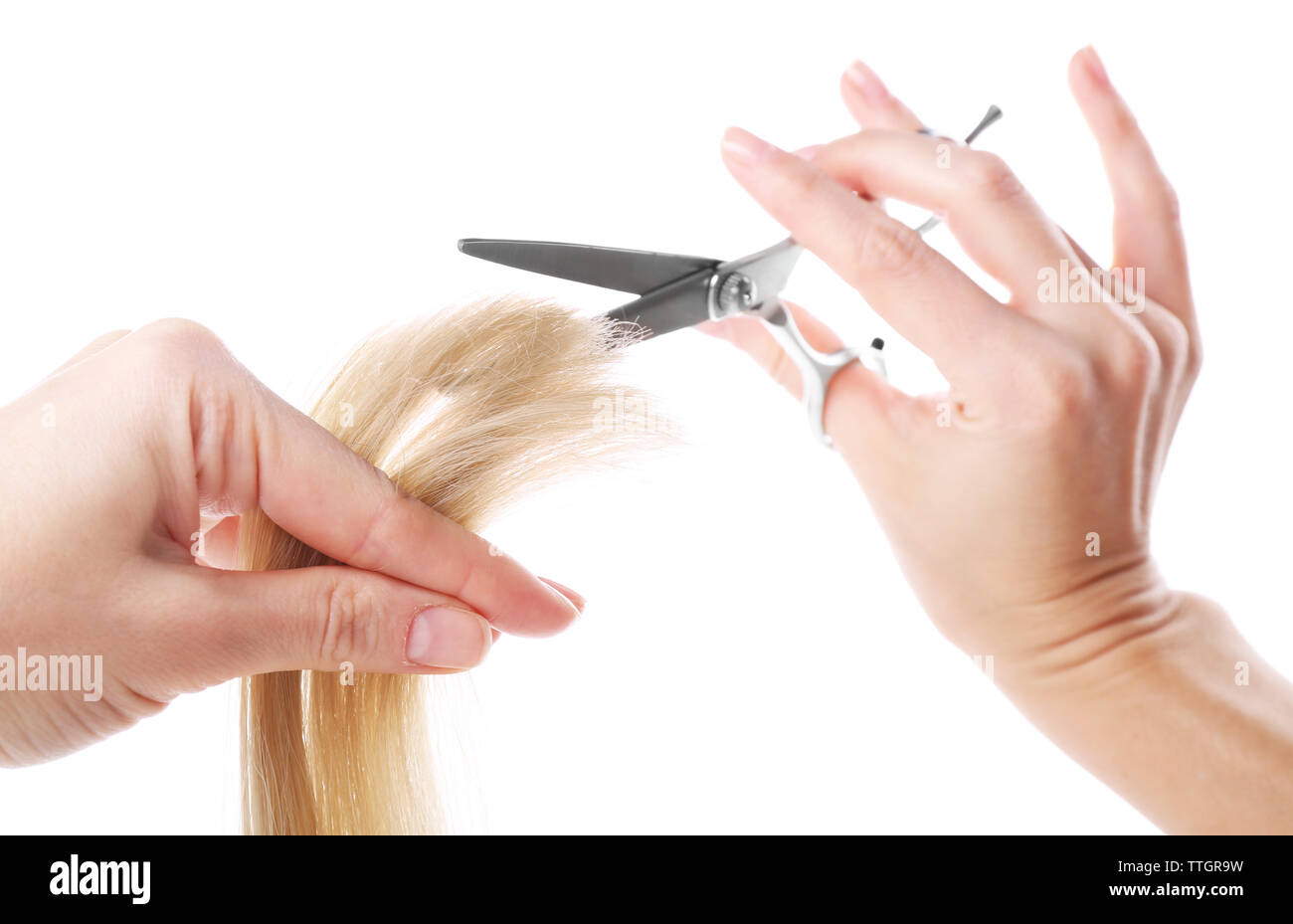 Hairdresser's hands with scissors hi-res stock photography and images ...