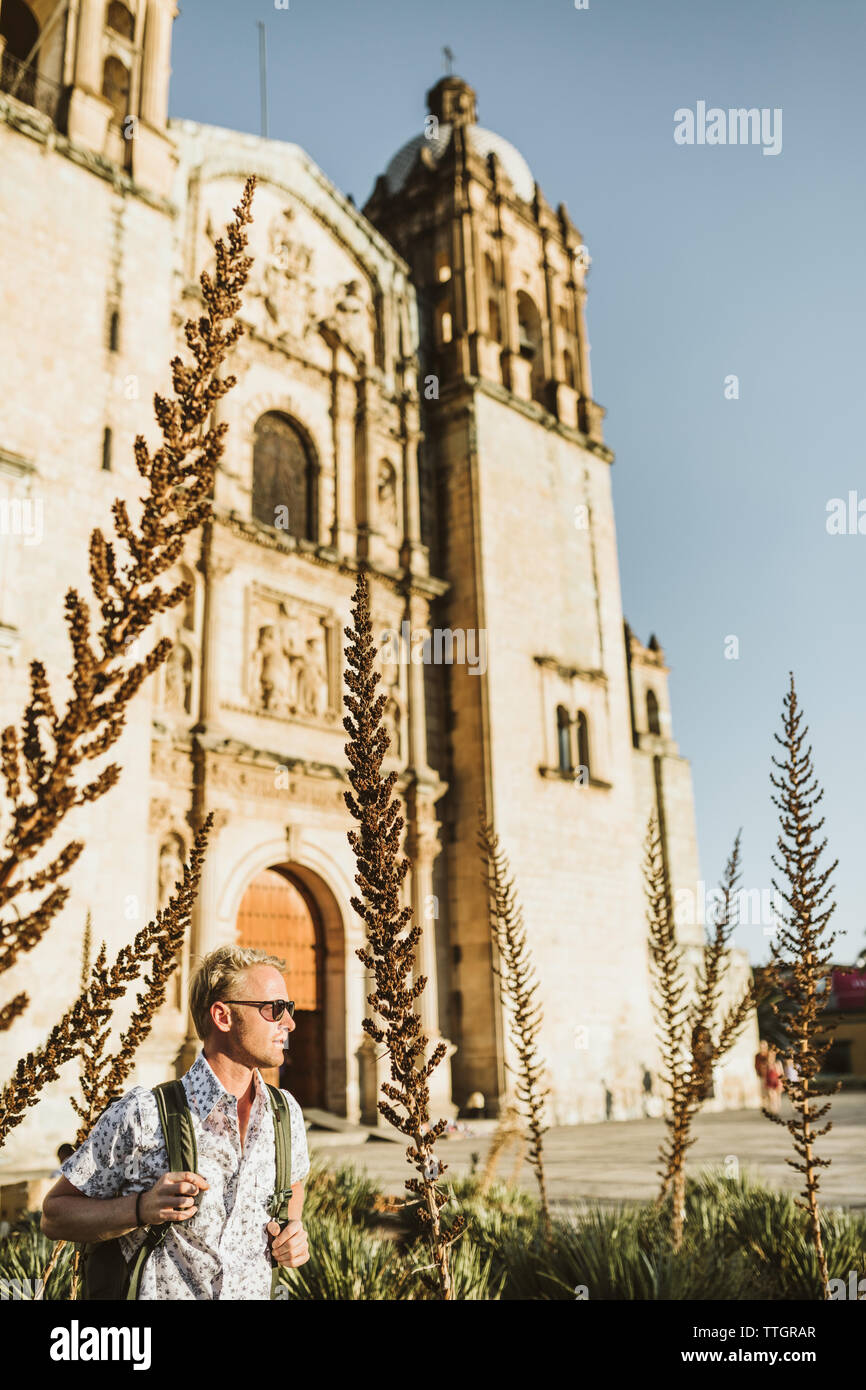 man tourist standing outside catholic church in oaxaca mexico Stock ...