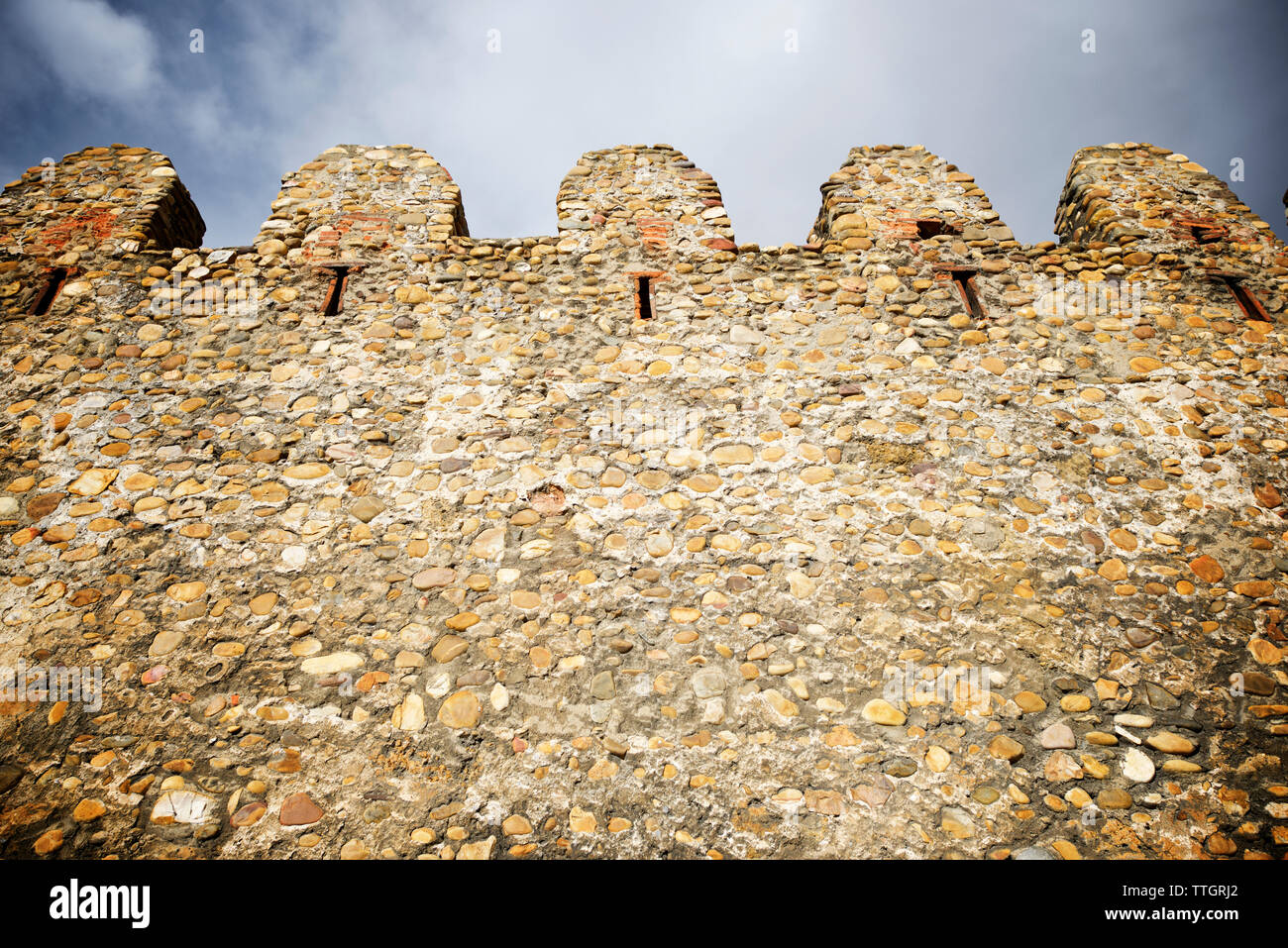 Low angle view of castle at Castile and Le Stock Photo - Alamy