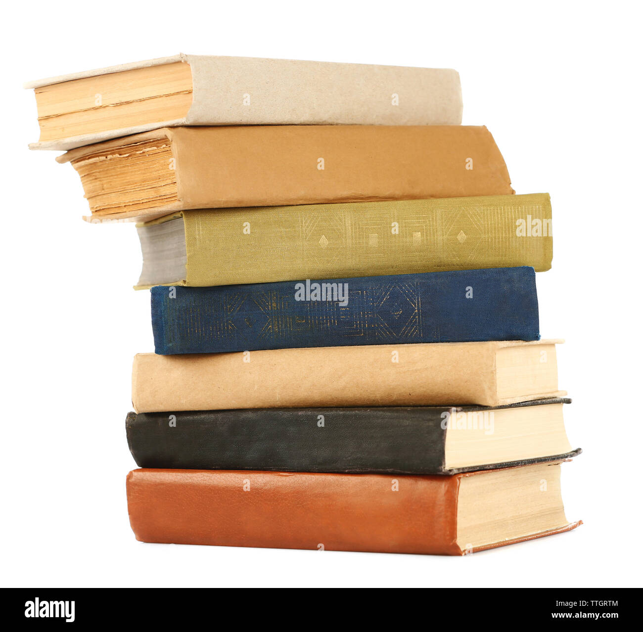 Stack of old books, isolated on white Stock Photo - Alamy