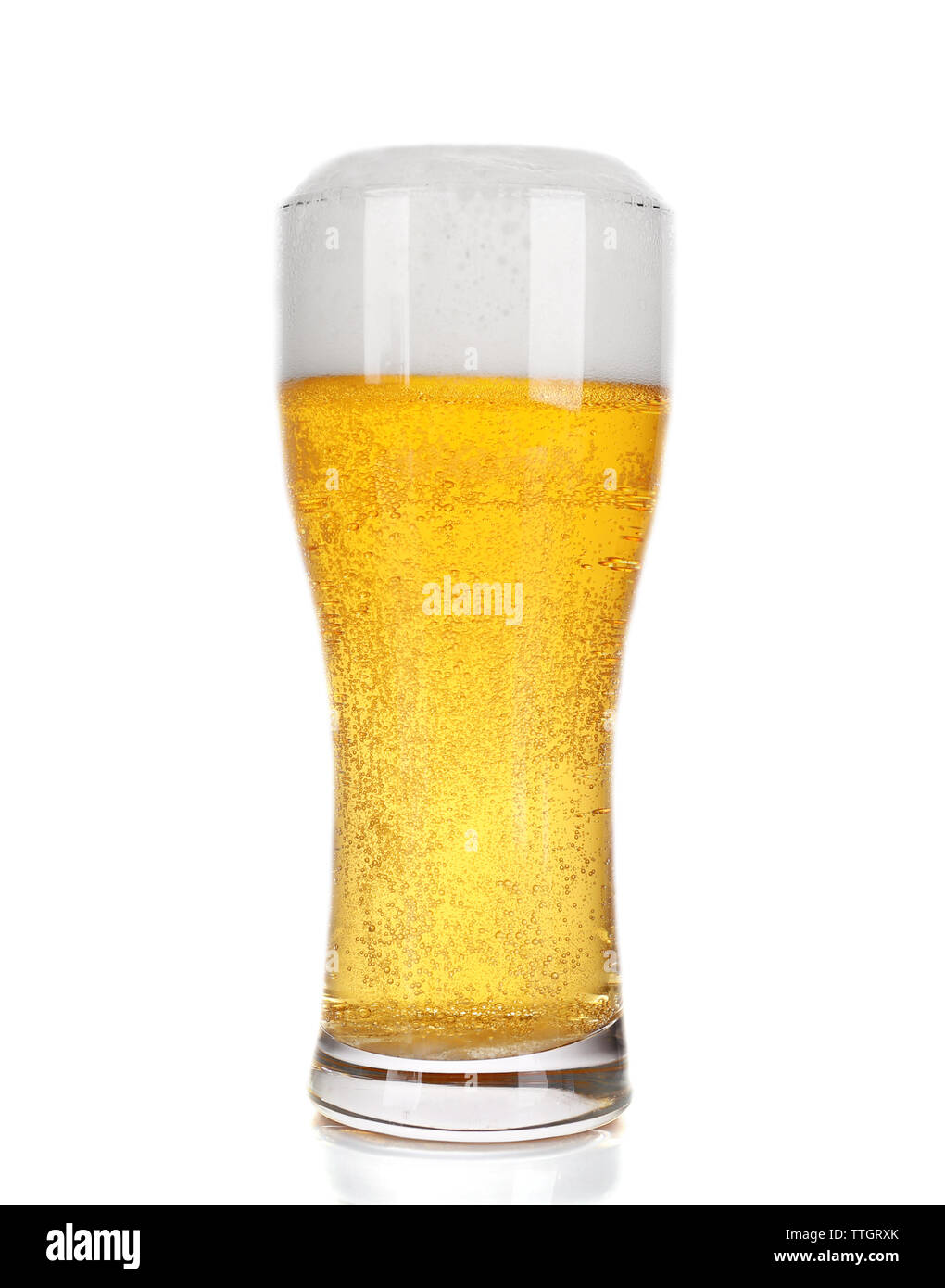 Glass of light beer, isolated on white Stock Photo - Alamy