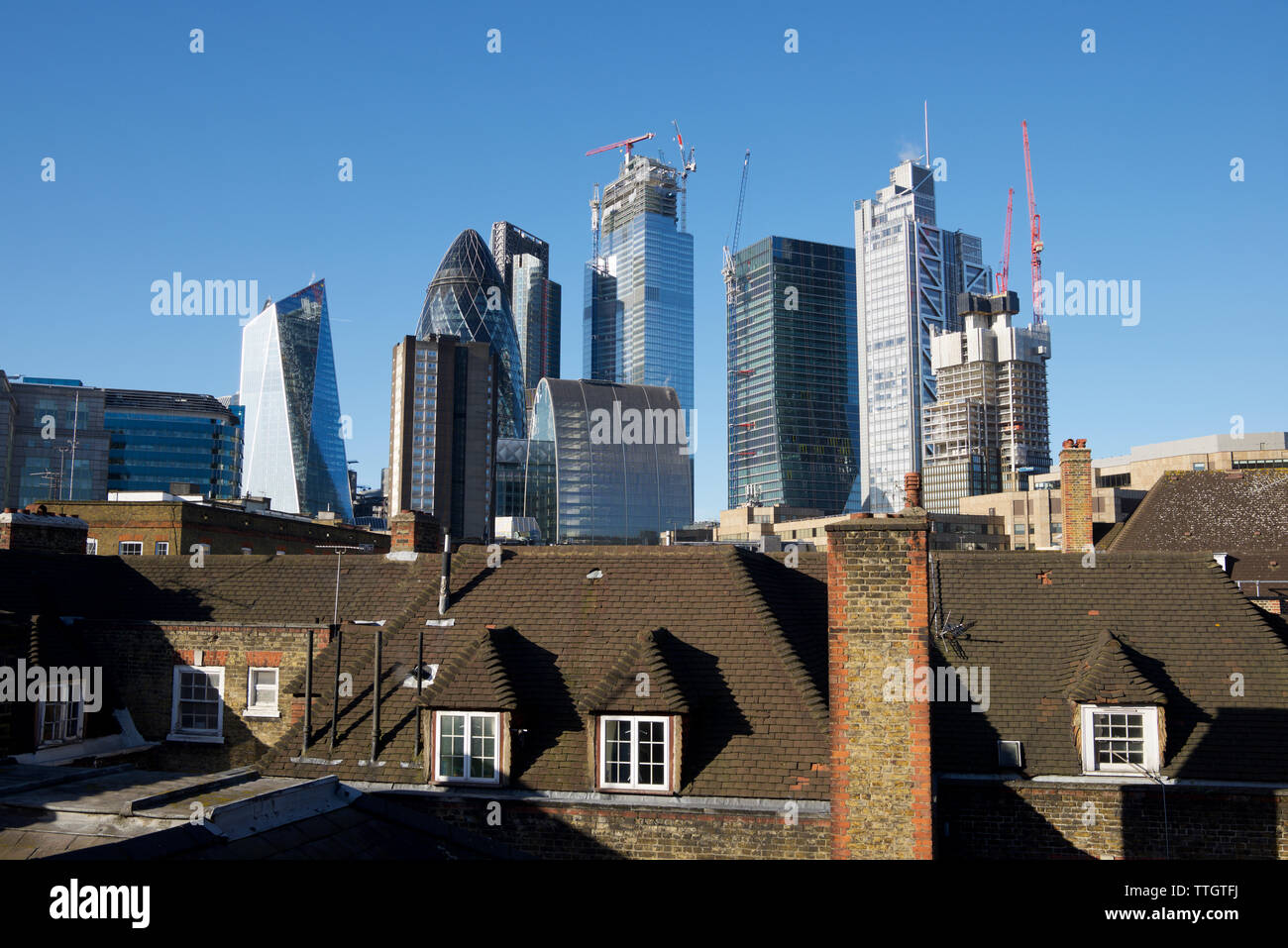 March 5, 2019 in downtown London, where modern skyscrapers are built ...